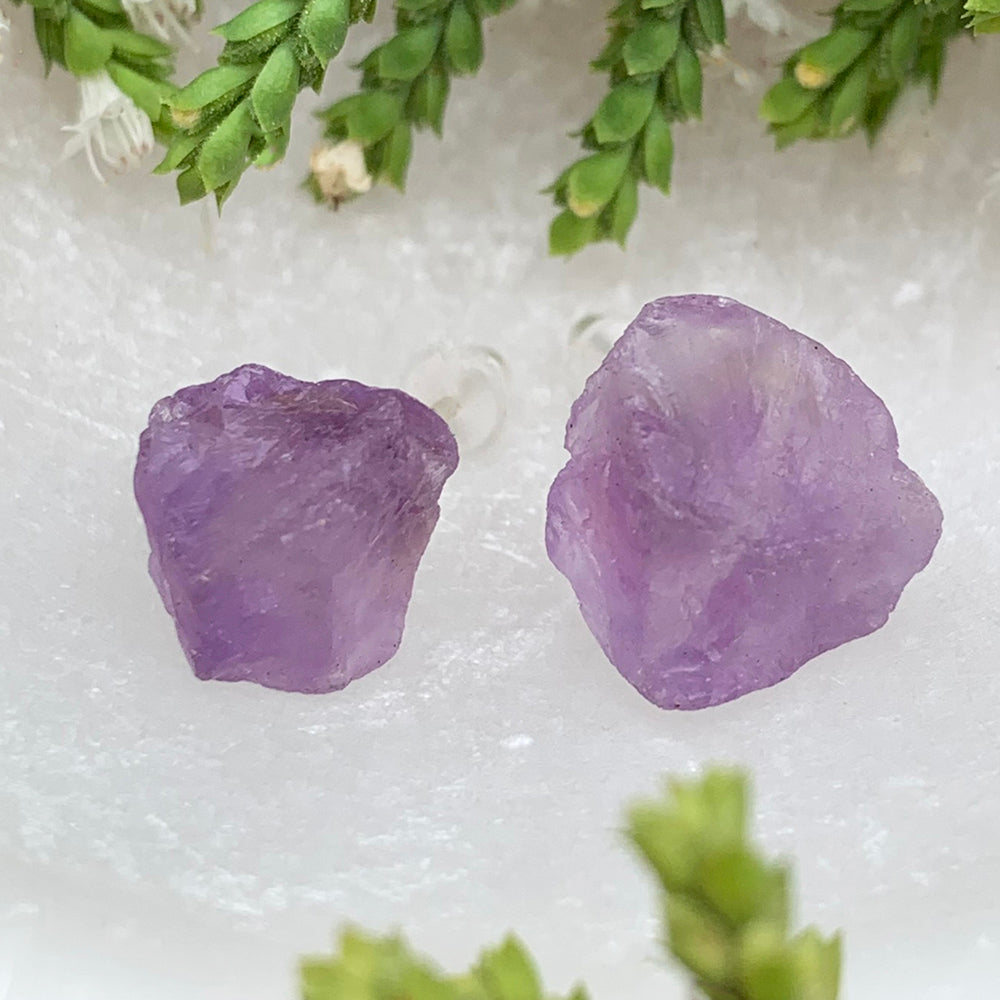 Earrings - Amethyst Raw Stone Studs – Spirit Magicka