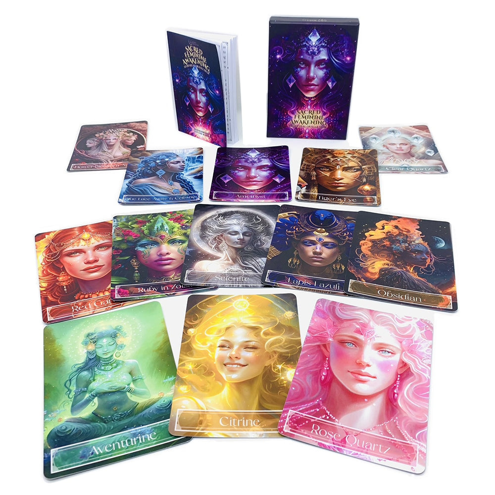 Sacred Feminine Awakening Oracle Cards & 13 Crystal Altar Set – Spirit ...
