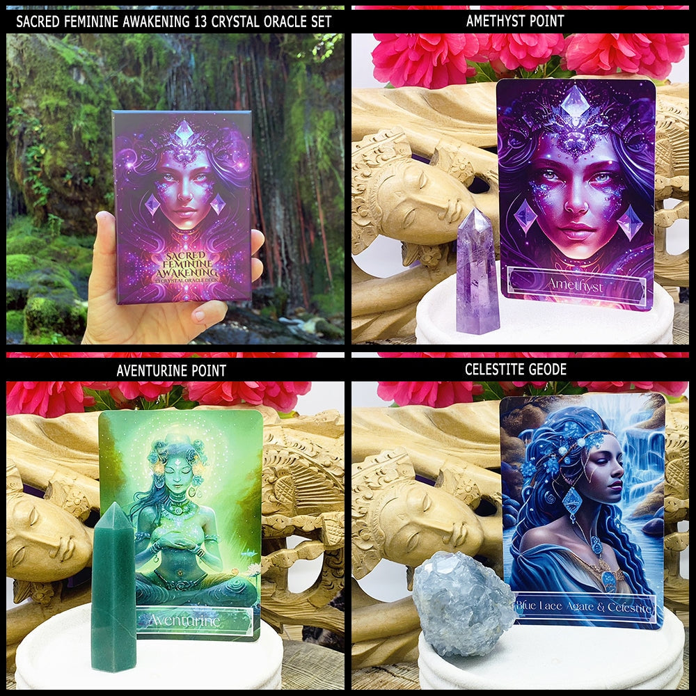 Sacred Feminine Awakening Oracle Cards & 13 Crystal Altar Set – Spirit ...