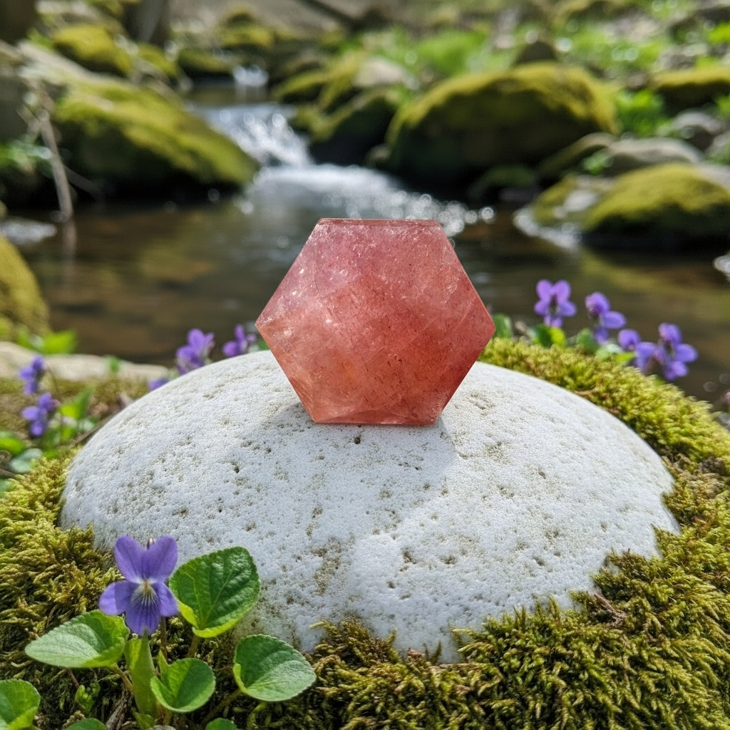 Strawberry Quartz Sacred Geometry Faceted Crystal – Spirit Magicka