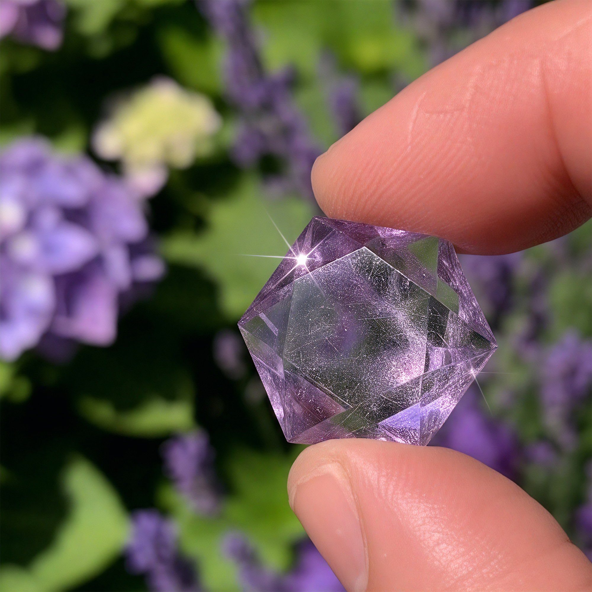 Amethyst Sacred Geometry Hand Cut Faceted Crystal – Spirit Magicka