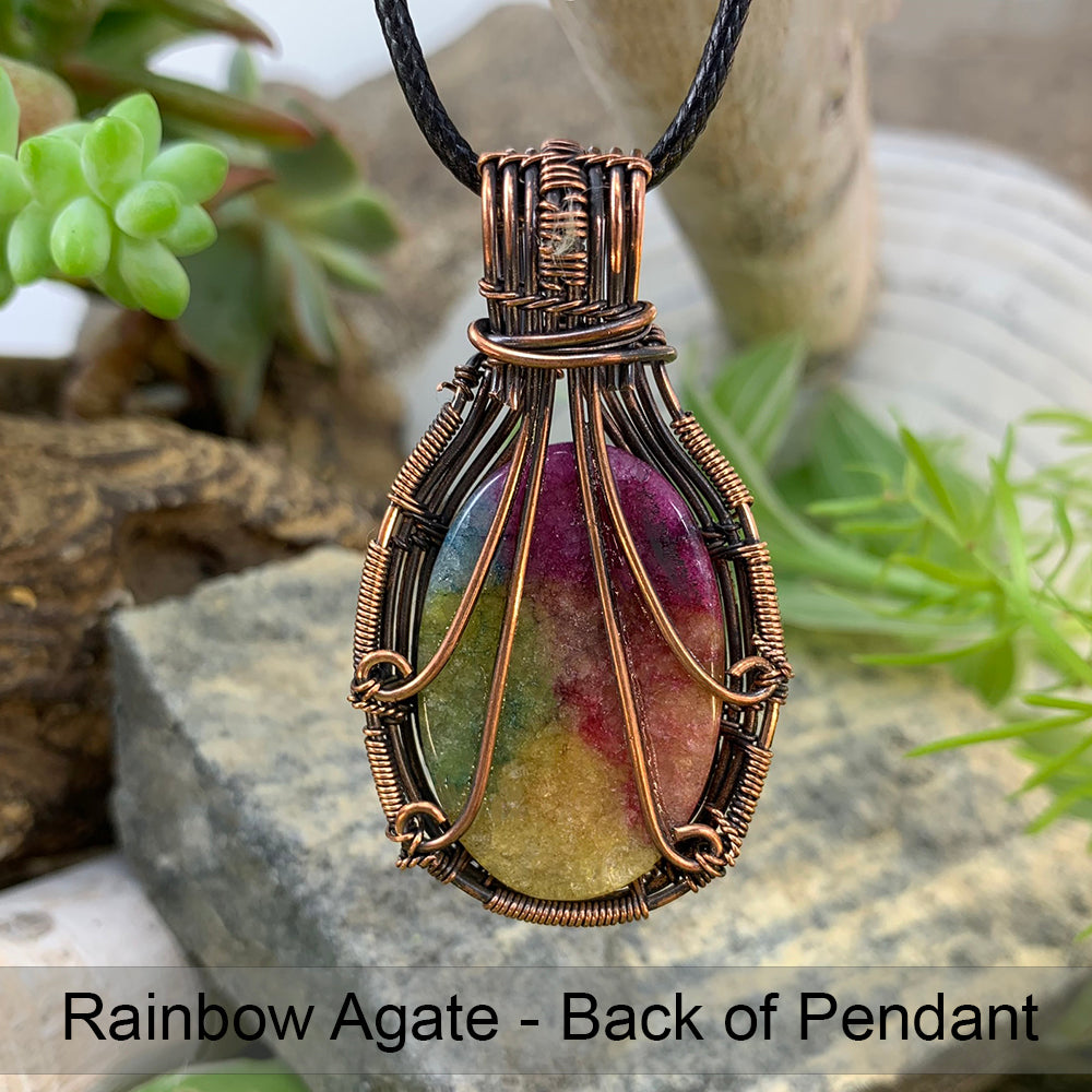 Harmony Rainbow Agate Copper Wire Pendant – Spirit Magicka