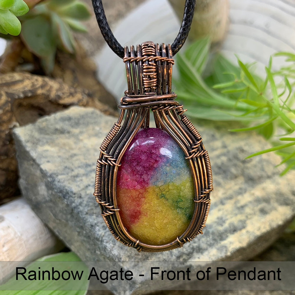 Harmony Rainbow Agate Copper Wire Pendant – Spirit Magicka