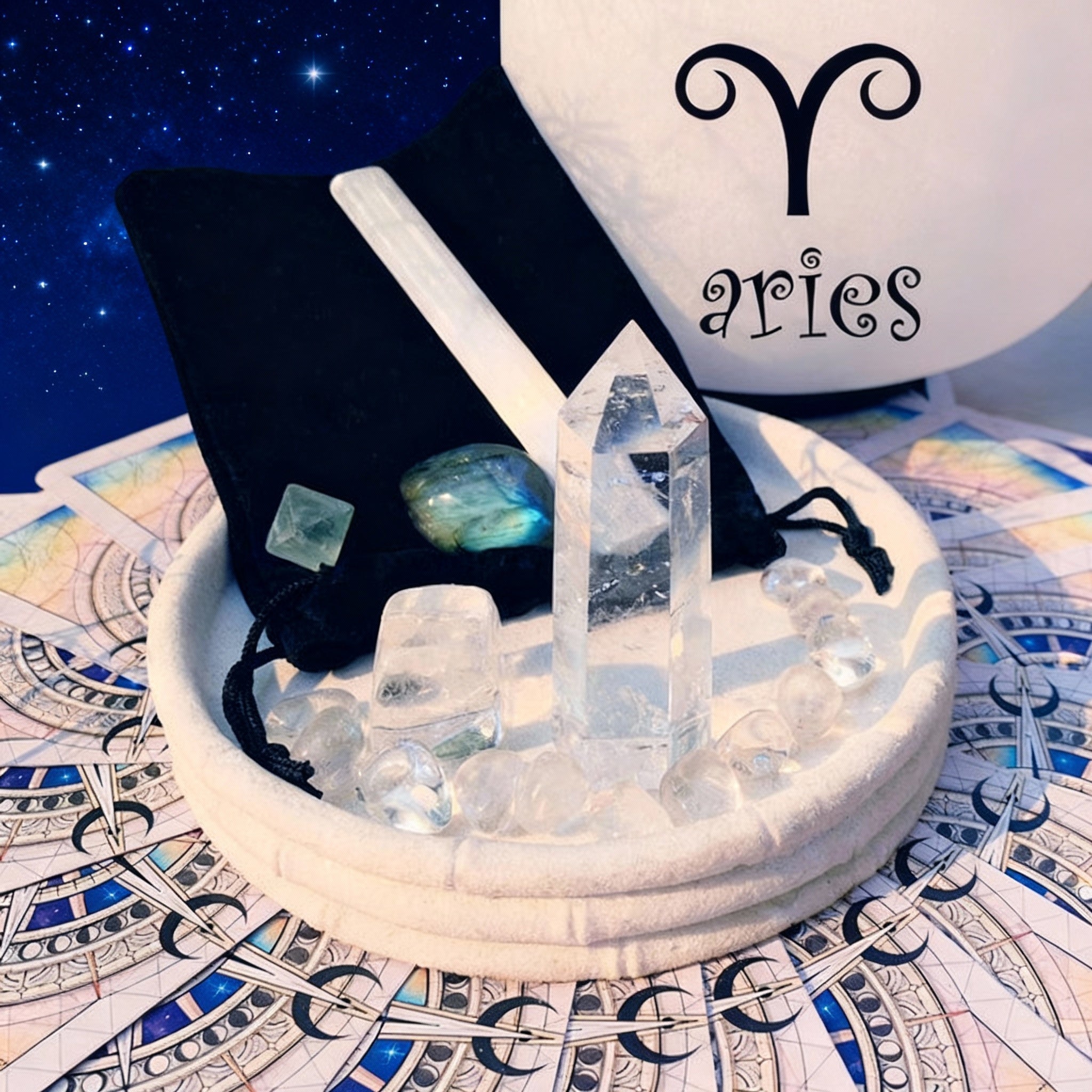♈ Væren - 21. mars - 19. april - Zodiac Crystal Fusion-sett med veske ...