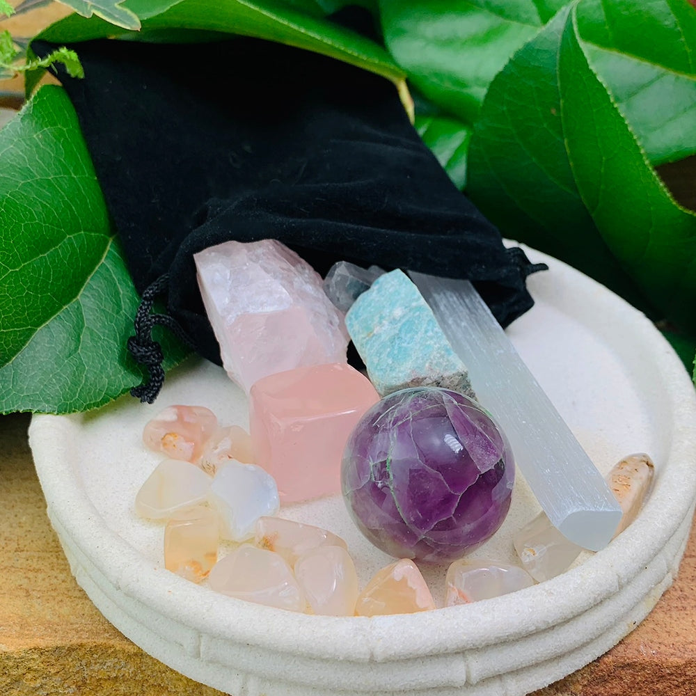 Divine Love & Clarity Crystal Pouch Set – Spirit Magicka