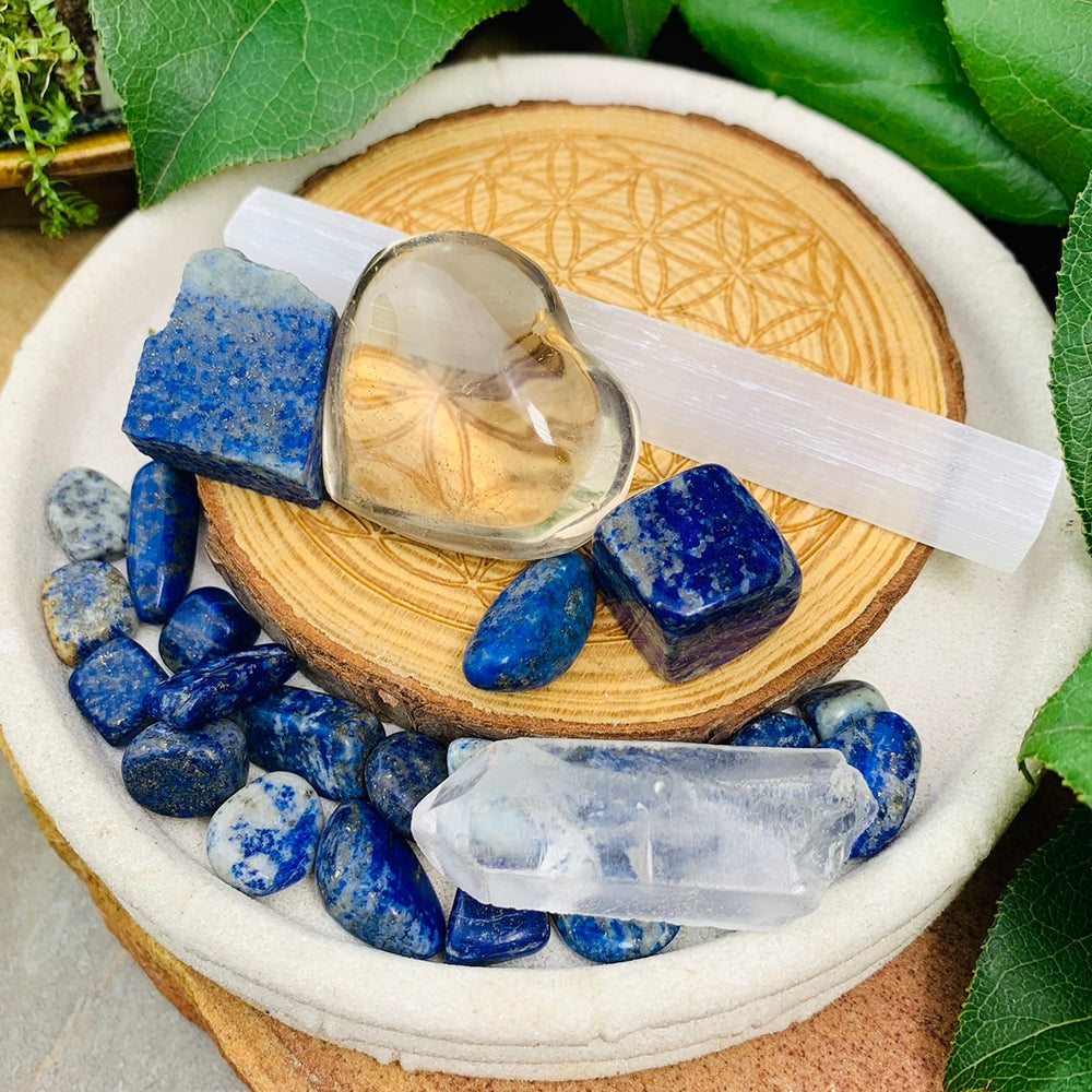 Lapis Lazuli Clarity Crystal Pouch Set – Spirit Magicka