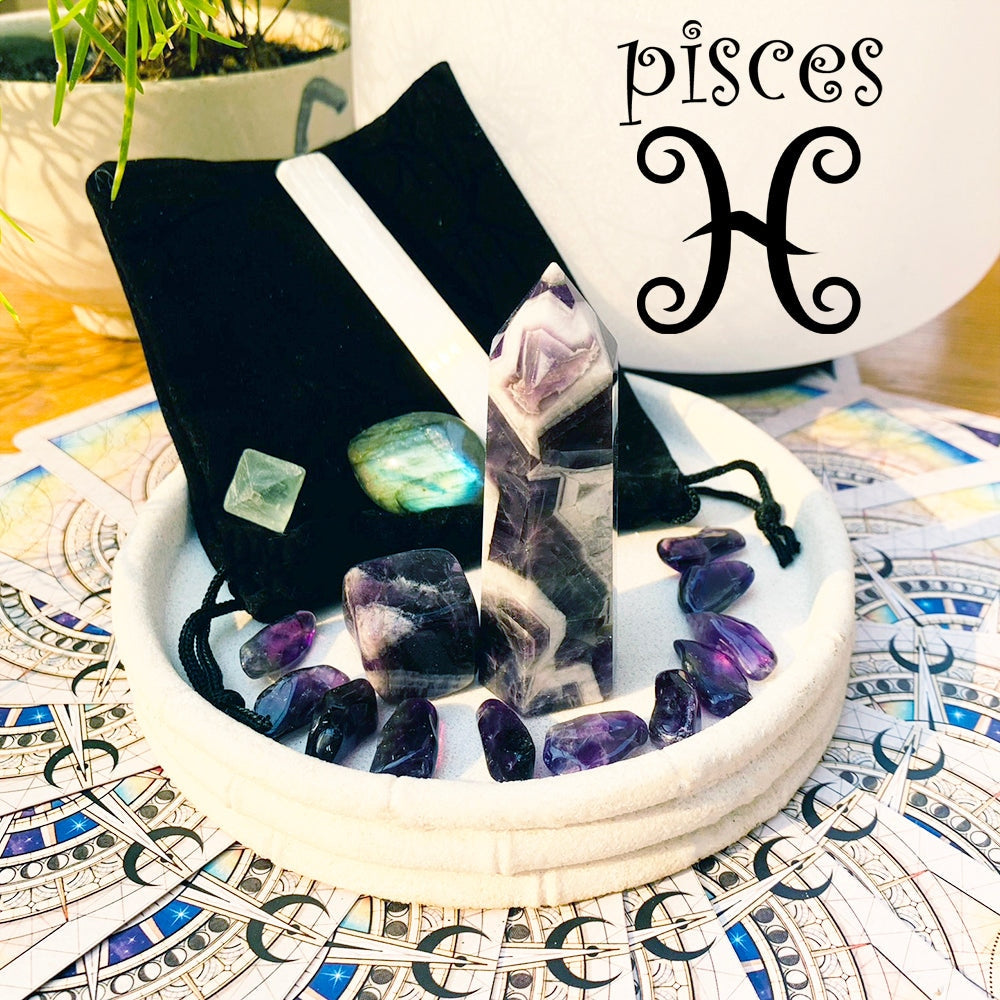 ♓ Pisces - February 19th - March 20th - Zodiac Crystal Fusion Set With ...