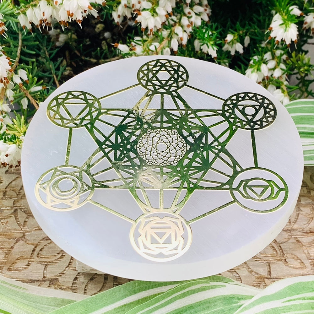 Selenite Metatron' Cube Cleansing Disk – Spirit Magicka