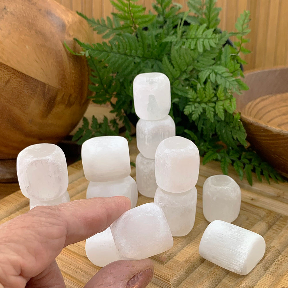 Selenite Tumbled Cube – Spirit Magicka