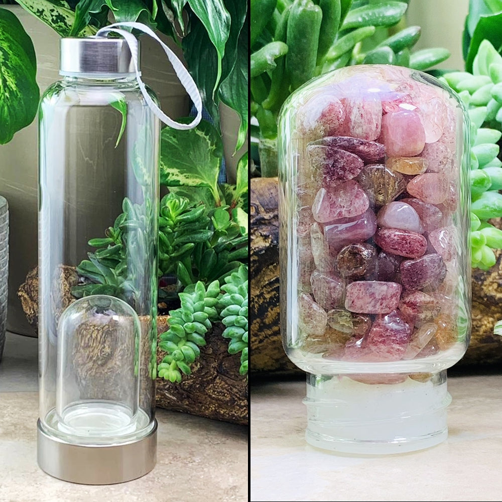 Strawberry Quartz Gem Pod Water Bottle 💧 – Spirit Magicka
