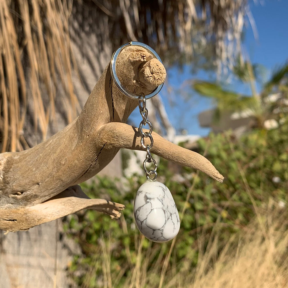 White Howlite Crystal Keychain – Spirit Magicka